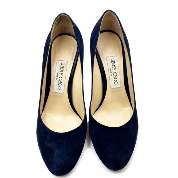 Jimmy Choo | Shoes | Jimmy Choo Navy Suede Heels | Poshmark